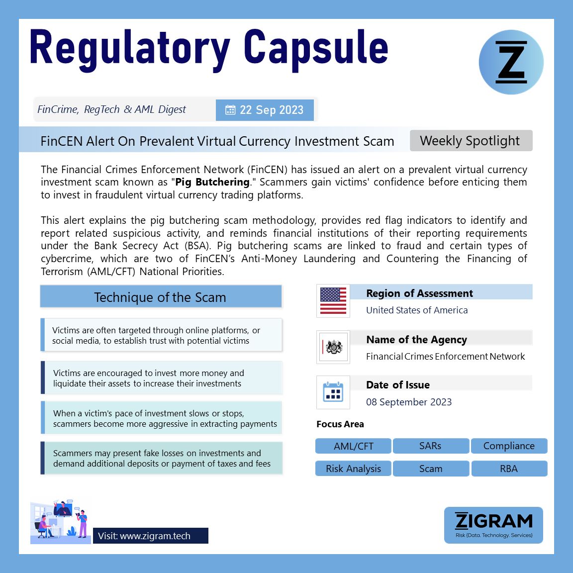FinCEN Alert On Prevalent Virtual Currency Investment Scam | ZIGRAM ...